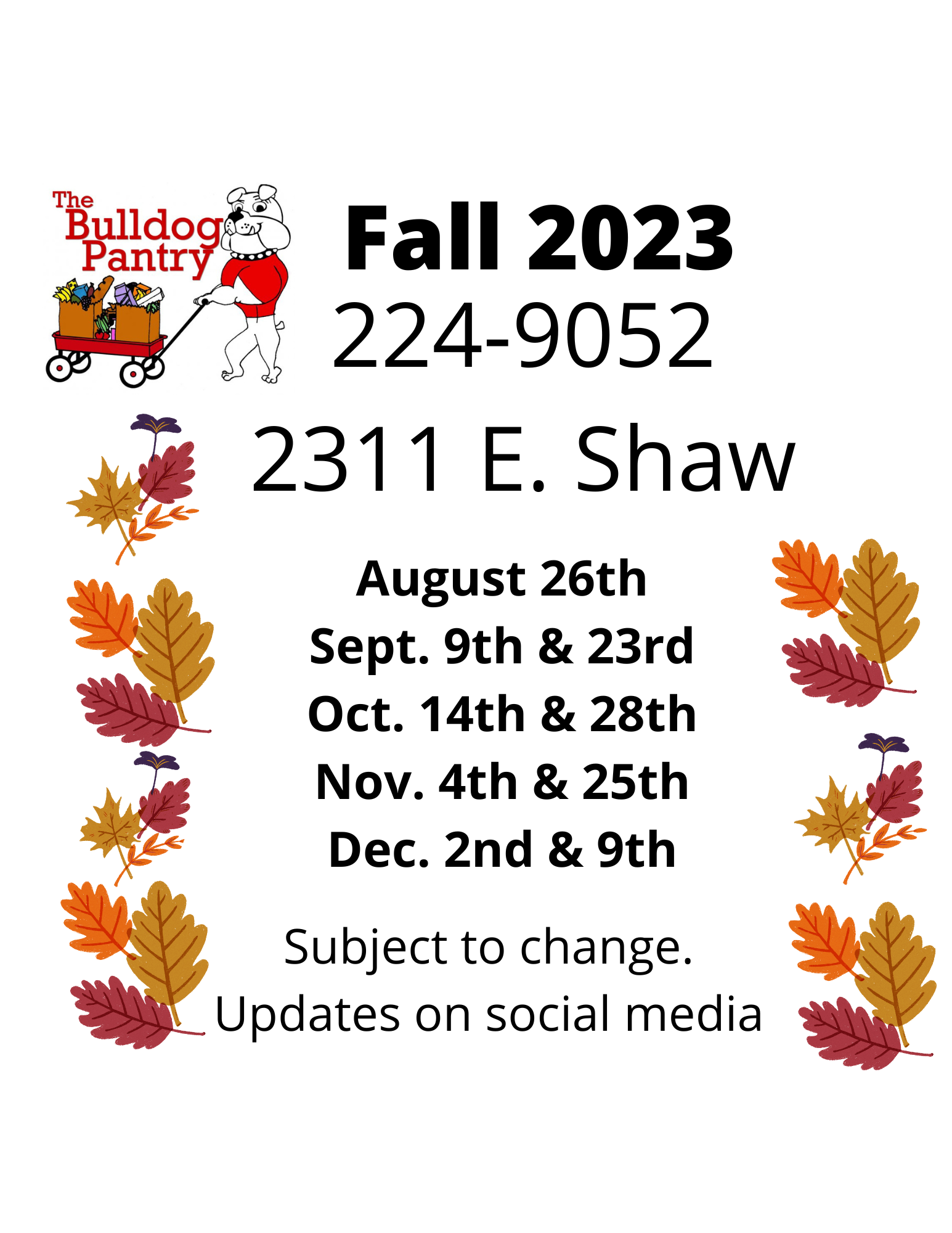 Fall Schedule